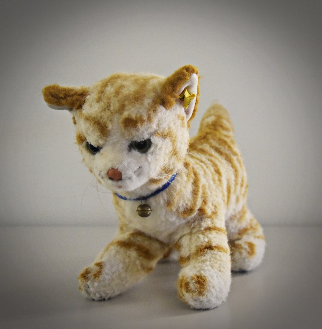 Vintage Original Steiff Orange Tabby Cat Lizzy / Button in Ear + Label ...