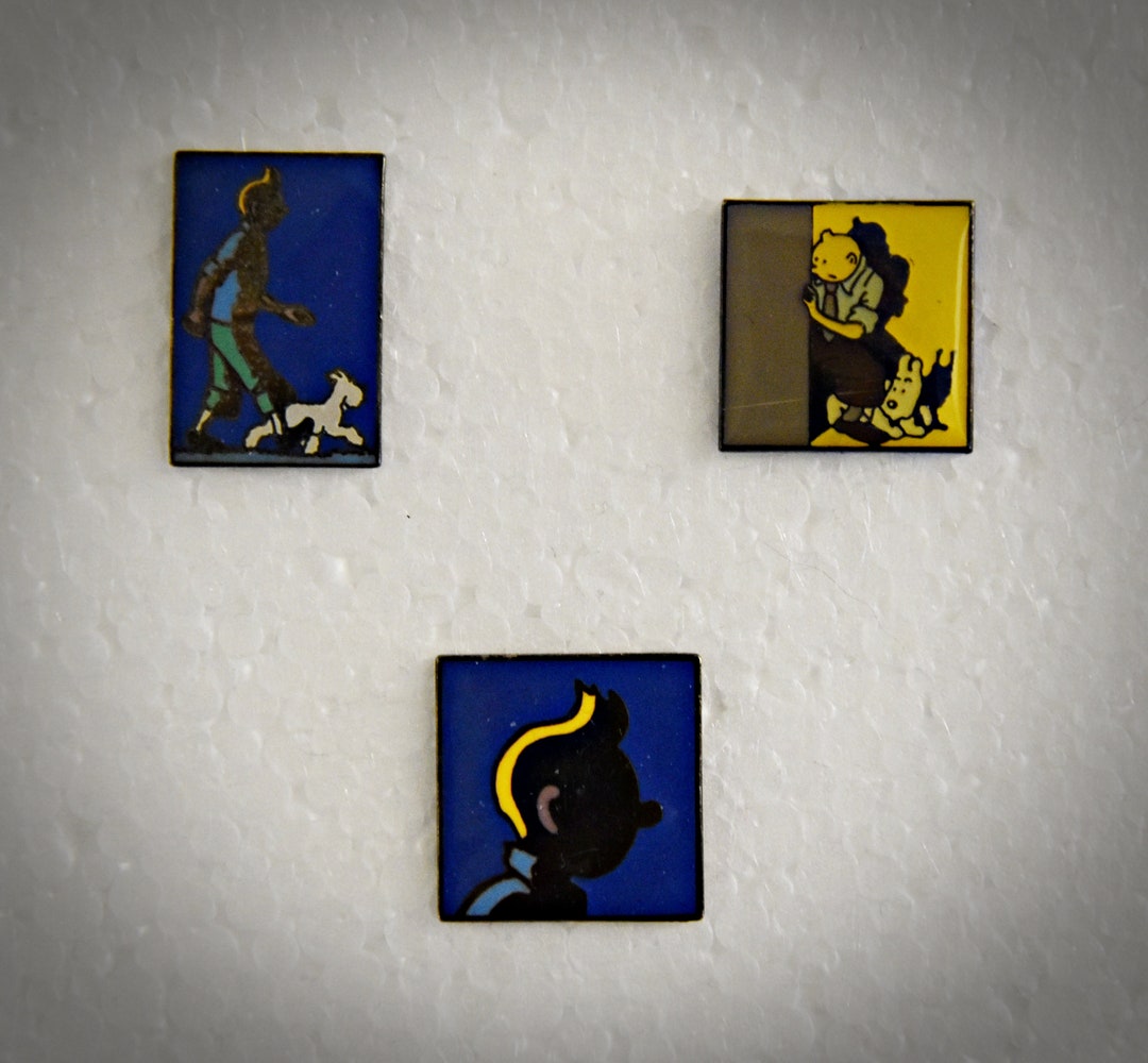 Rare Vintage Hergé Tintin Pins / Square Scene Pins / Tintin ...