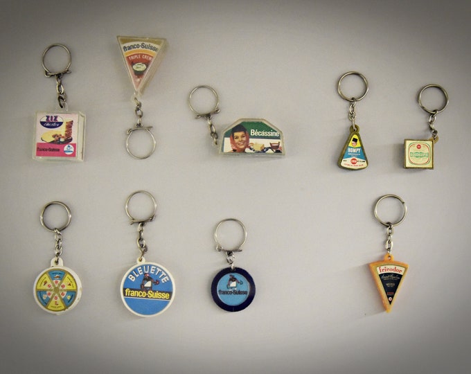 Vintage Keychains / Advertising / Theme Cheese / 1968 / Set of 9 Pieces ...