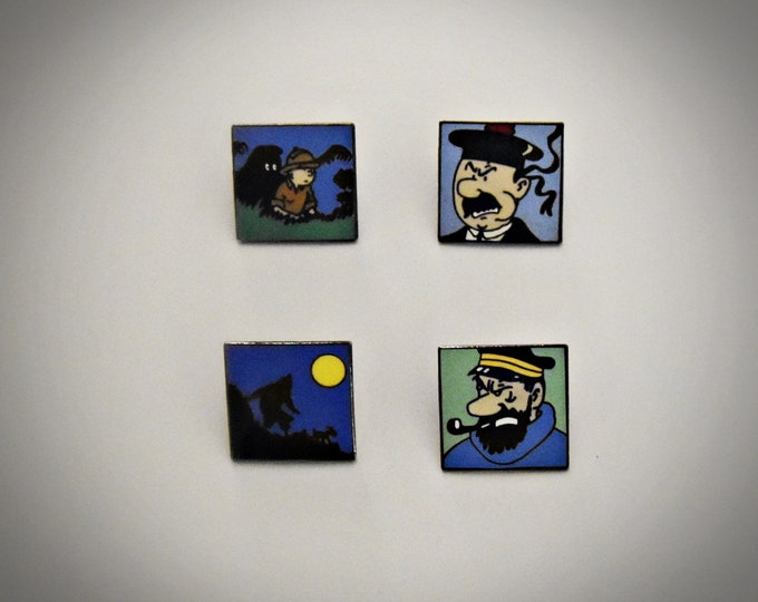 Rare Vintage Hergé Tintin Pins / Square Scene Pins / Tintin ...