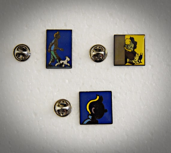 Rare vintage Hergé Tintin pins / Square scene pins / … - Gem