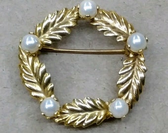 Circle 14k Yellow Gold Pin Solid Brooch Vintage Karat KT Round - Etsy