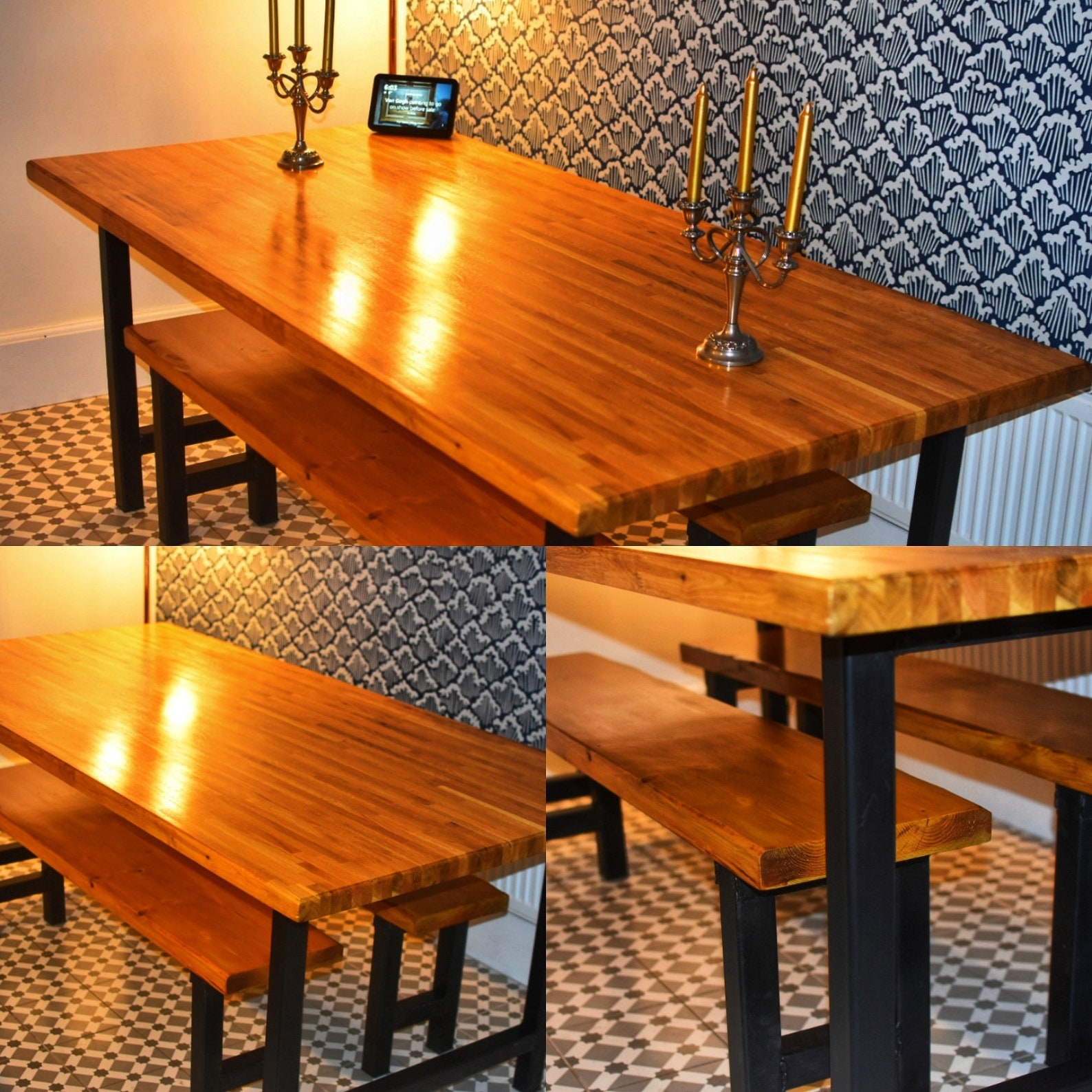 Conor's Oak Top Dining Table Set - Etsy UK