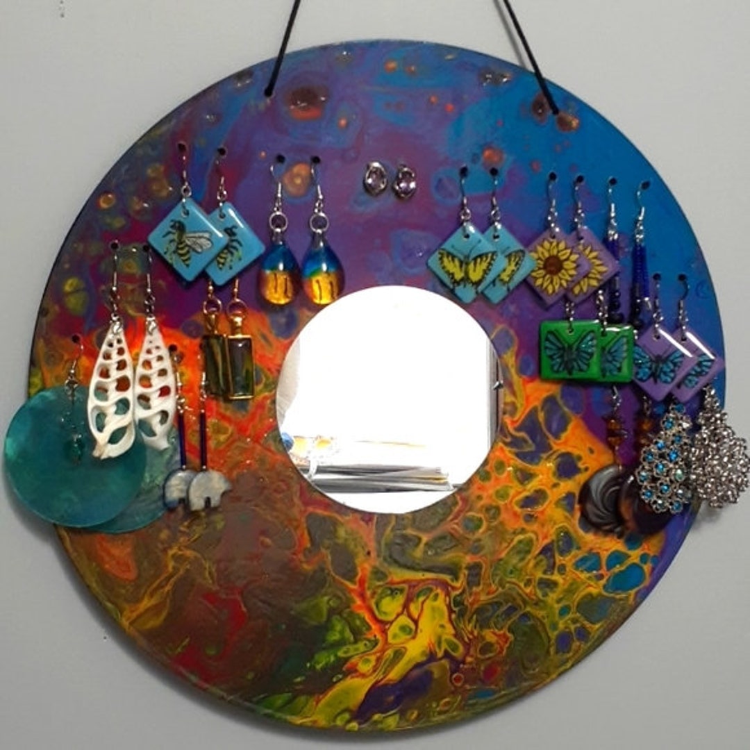 Hand Crafted Jewelry Display Upcycled Vinyl Record Wall Art Earrings ...