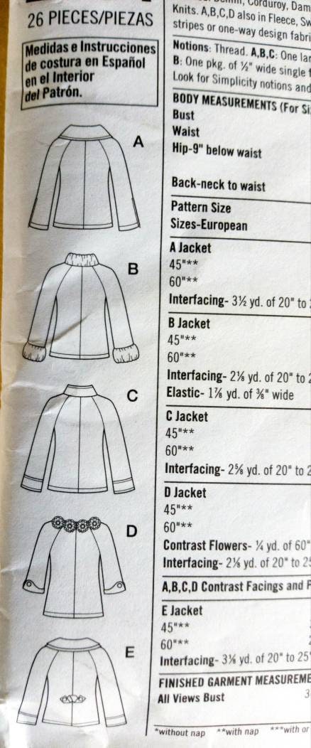 2504 Simplicity Misses' Jacket Front & Collar Variations - Etsy UK