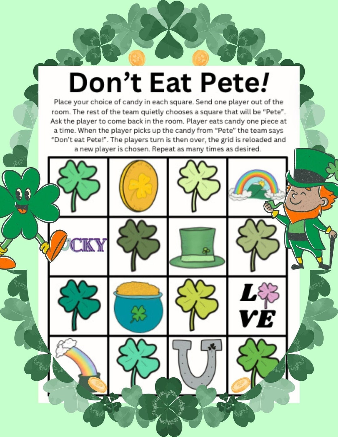Dont Eat Pete, St. Patricks Day Childrens Treats/snacks Game - Etsy
