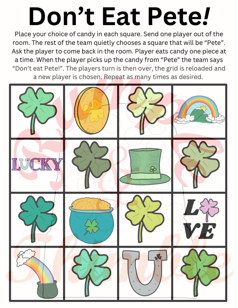 Dont Eat Pete, St. Patricks Day Childrens Treats/snacks Game - Etsy