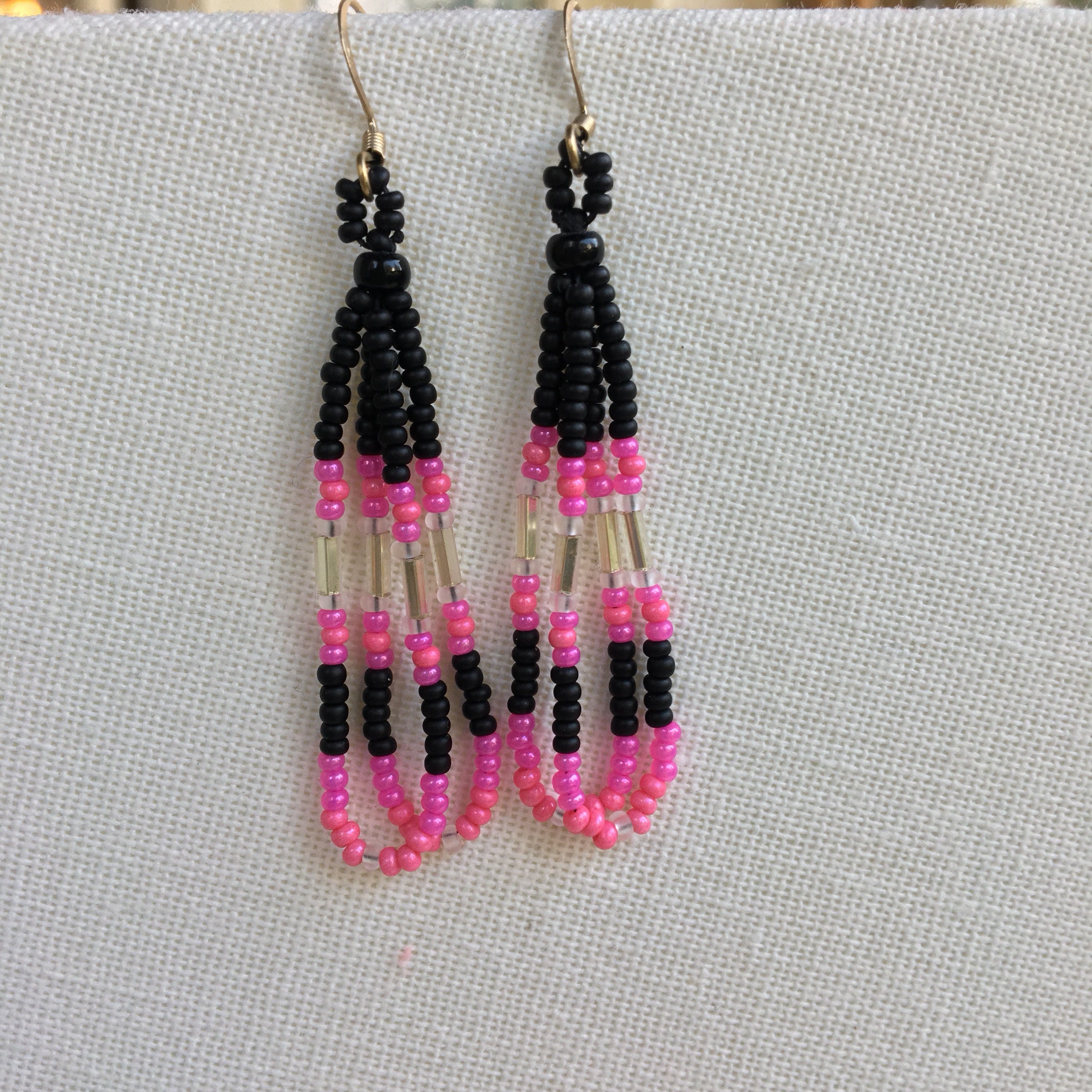 Native American Style Beaded Earrings Teardrop Fringe Etsy