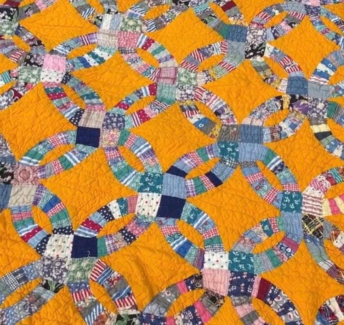 Vintage Handmade Cheddar Quilt - Etsy