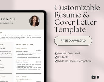 Cover Letter & Resume' Combo Template 2 Pages - Etsy