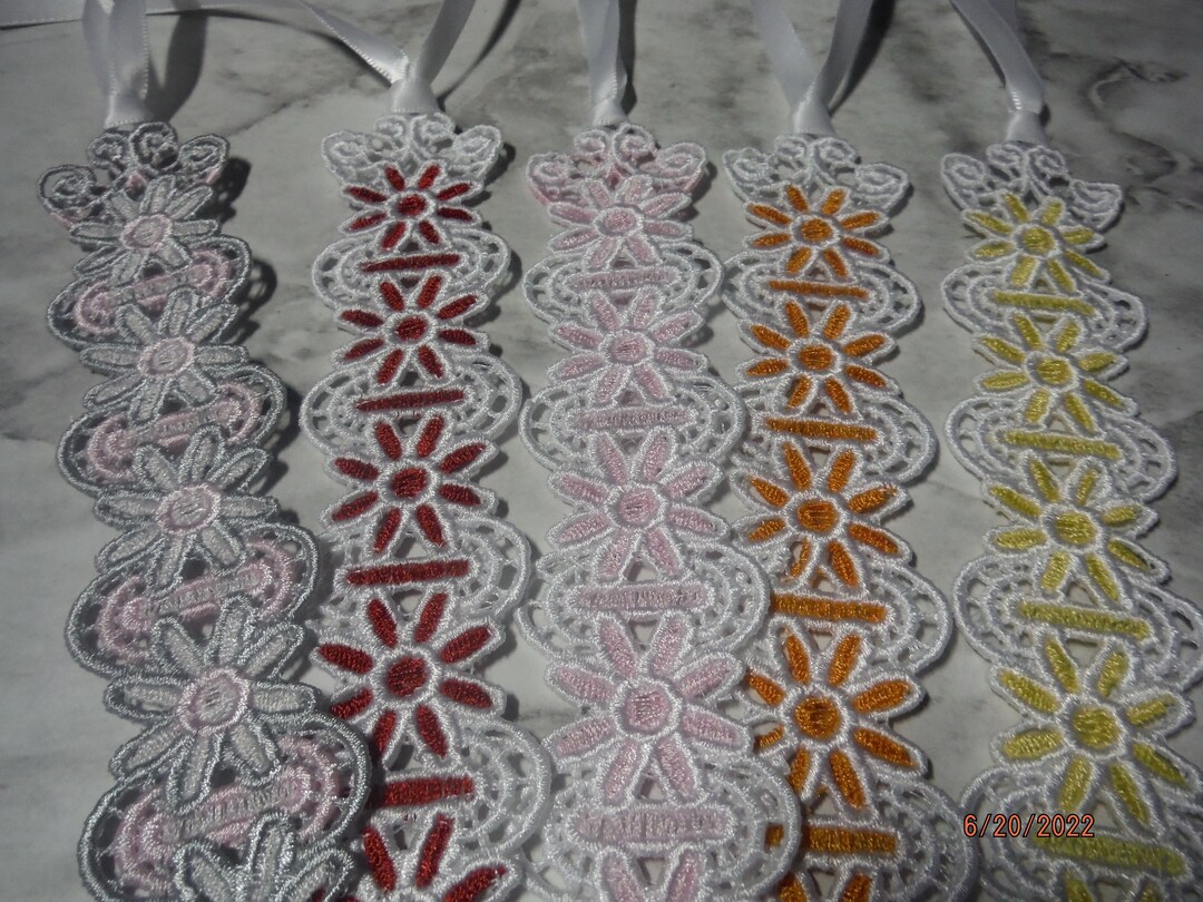 Free Standing Lace Bookmarks, Top & Bobbin Thread Woven Together on an ...