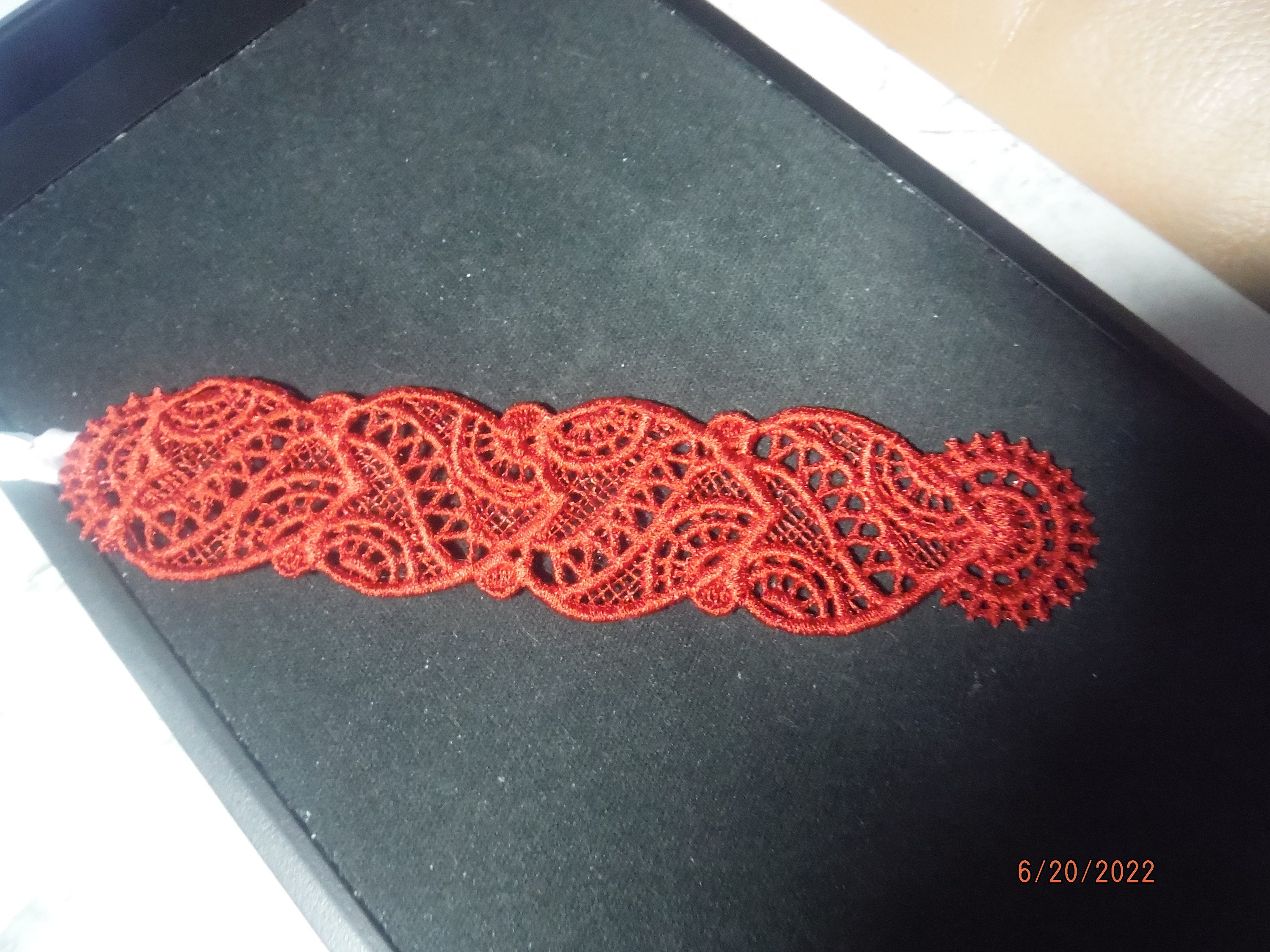 Free Standing Lace Bookmark Made on an Embroidery Machine Using the Top ...