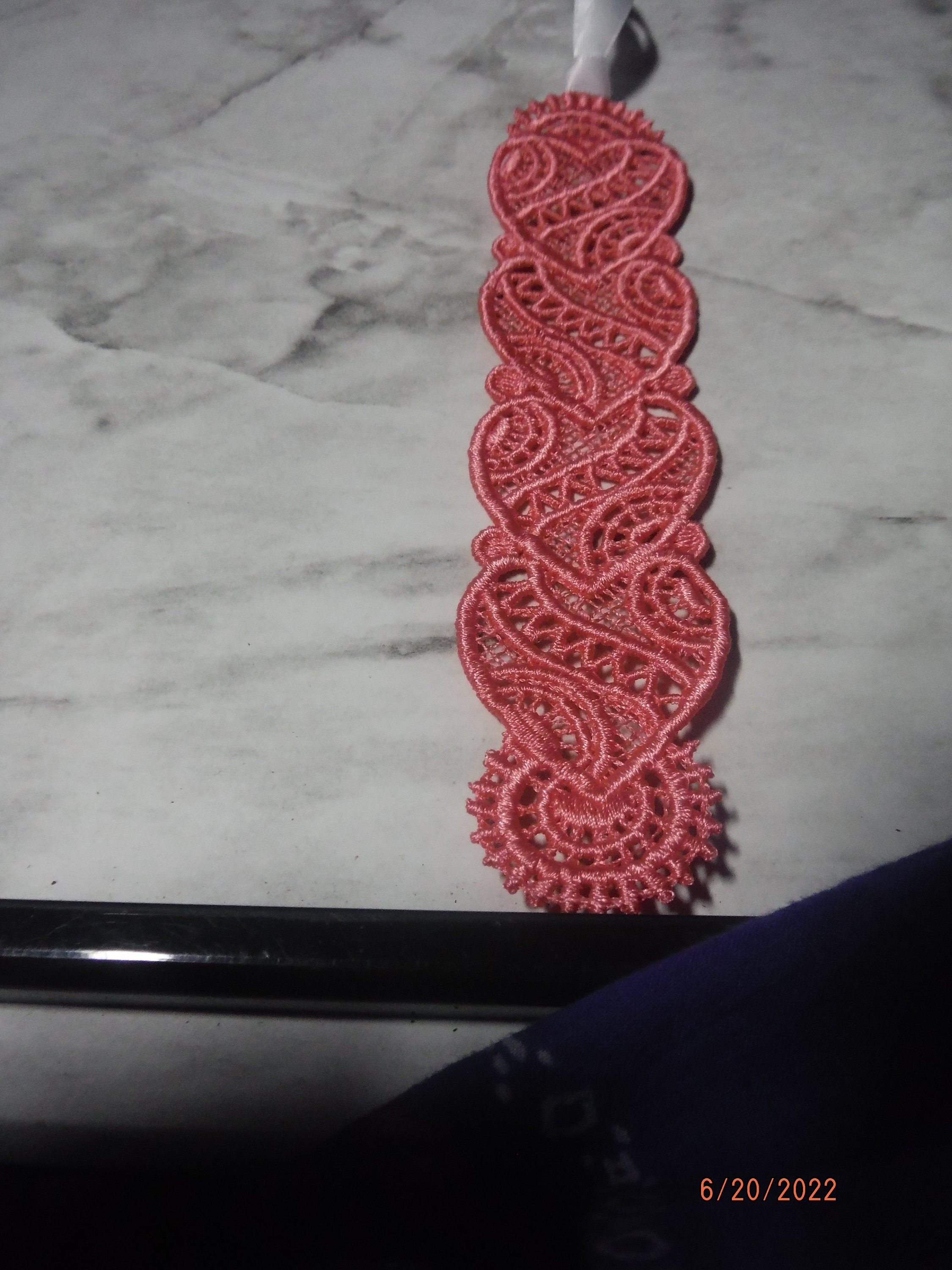 Free Standing Lace Bookmark Made on an Embroidery Machine Using the Top ...