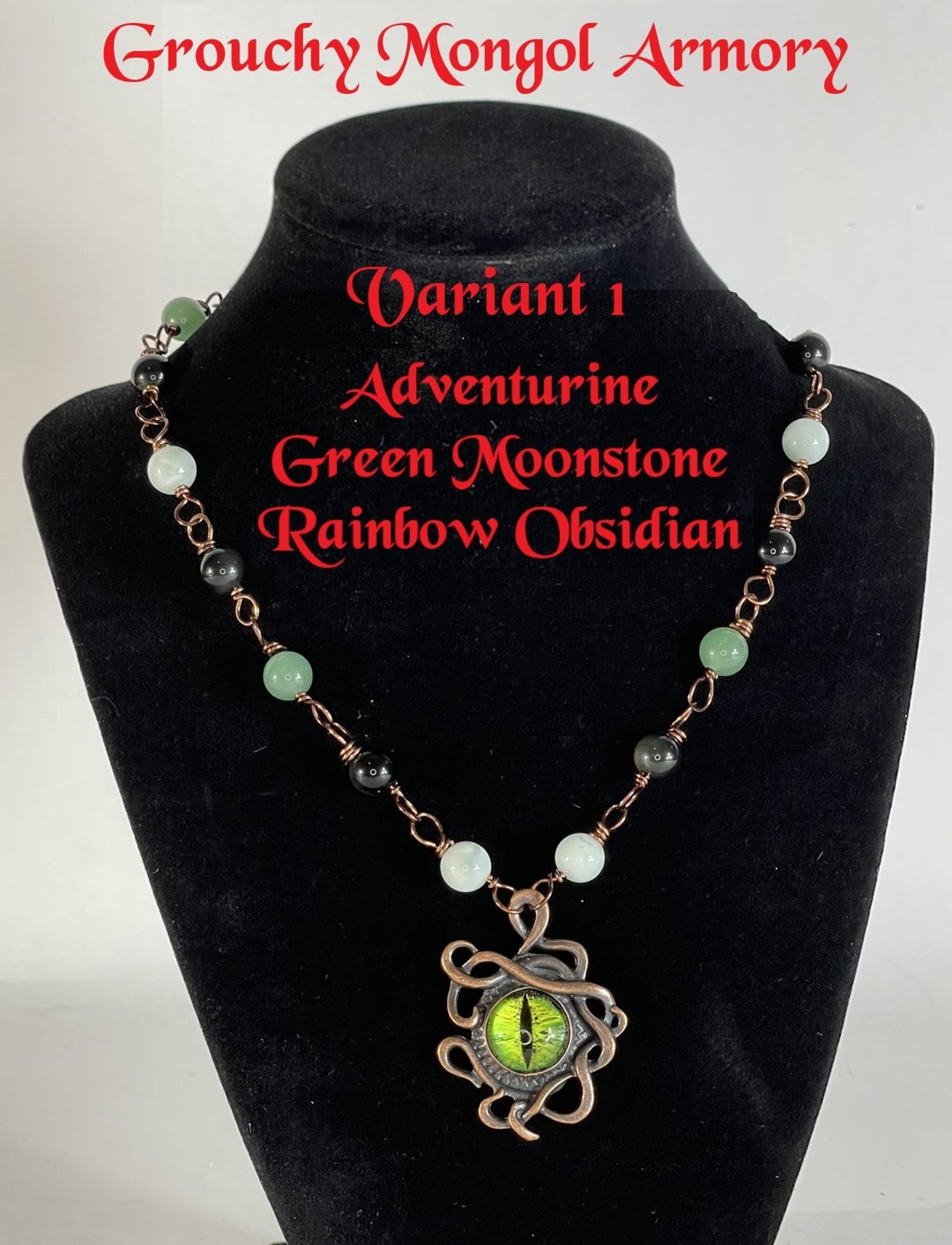Pendant Necklace, Tentacled Eye, Various Stones Adventurine, Moonstone ...
