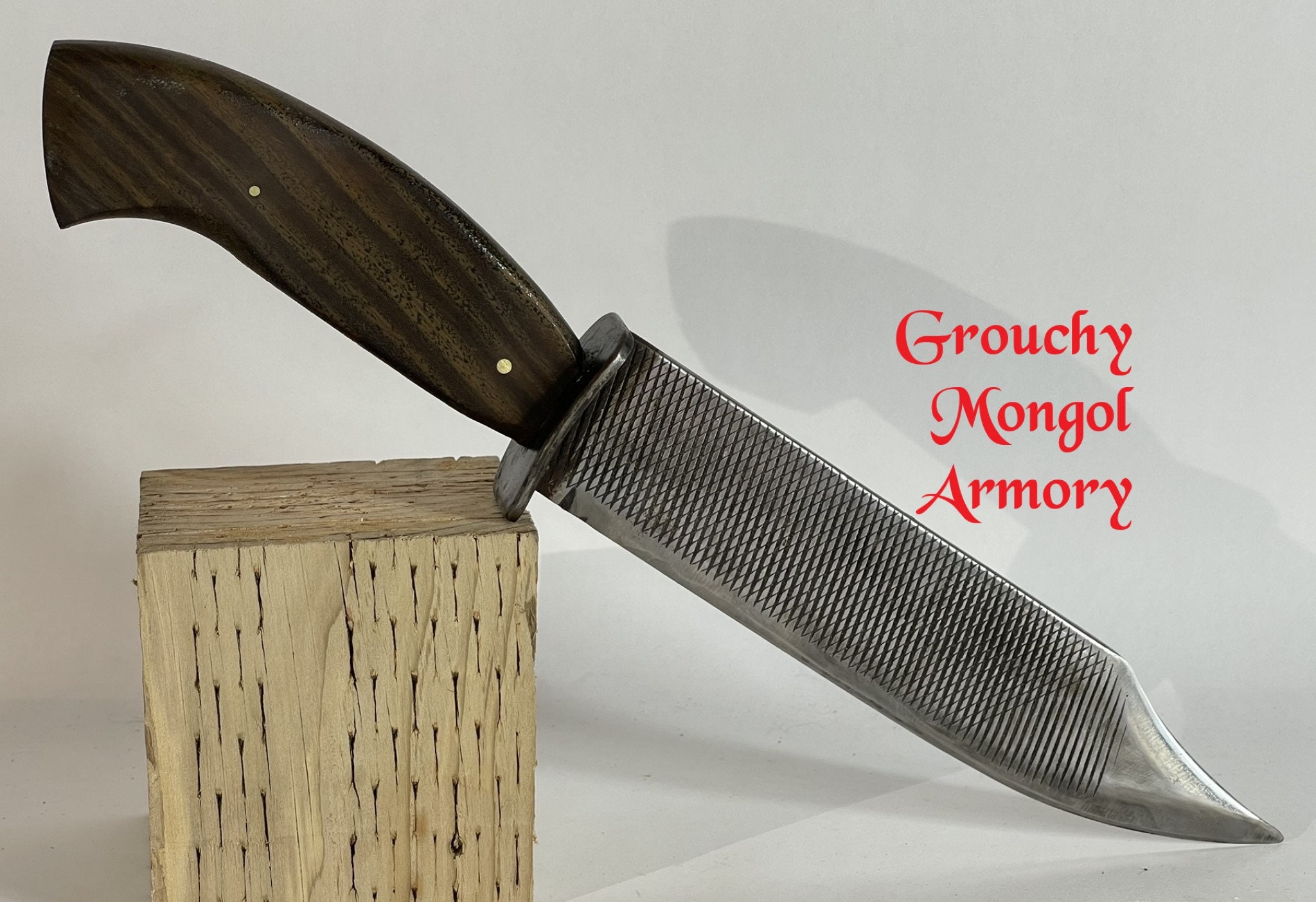 Clip Point Knife From Farrier Rasp Black Walnut Handle - Etsy