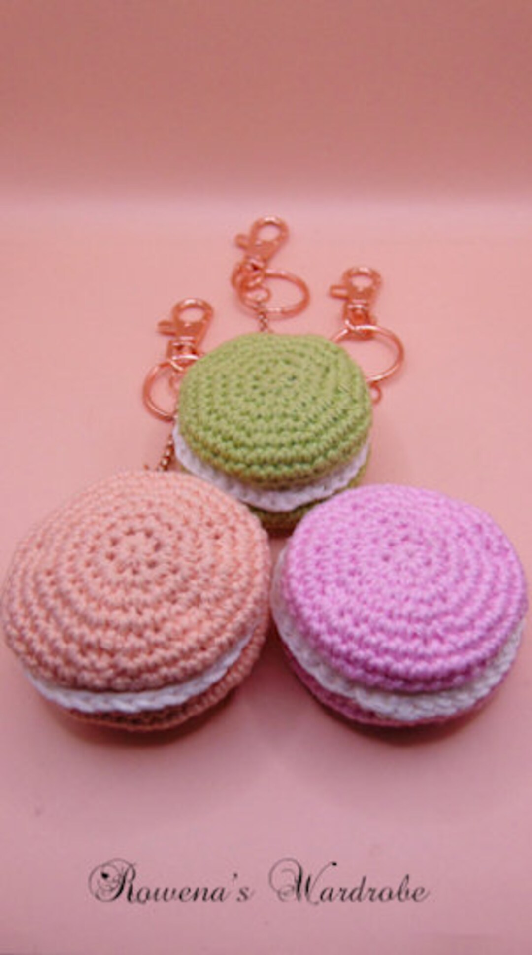 Macaron Key-ring, Crochet Macaron Key Chain, Pastel Macarons, Crochet ...