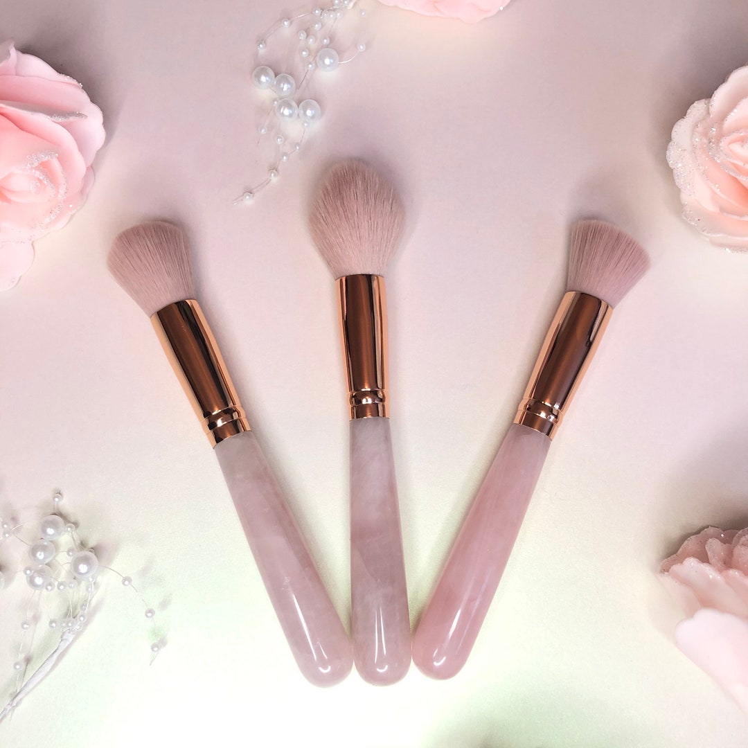 LUXURY Genuine Rose Quartz Handles Makeup Brush Set - Etsy