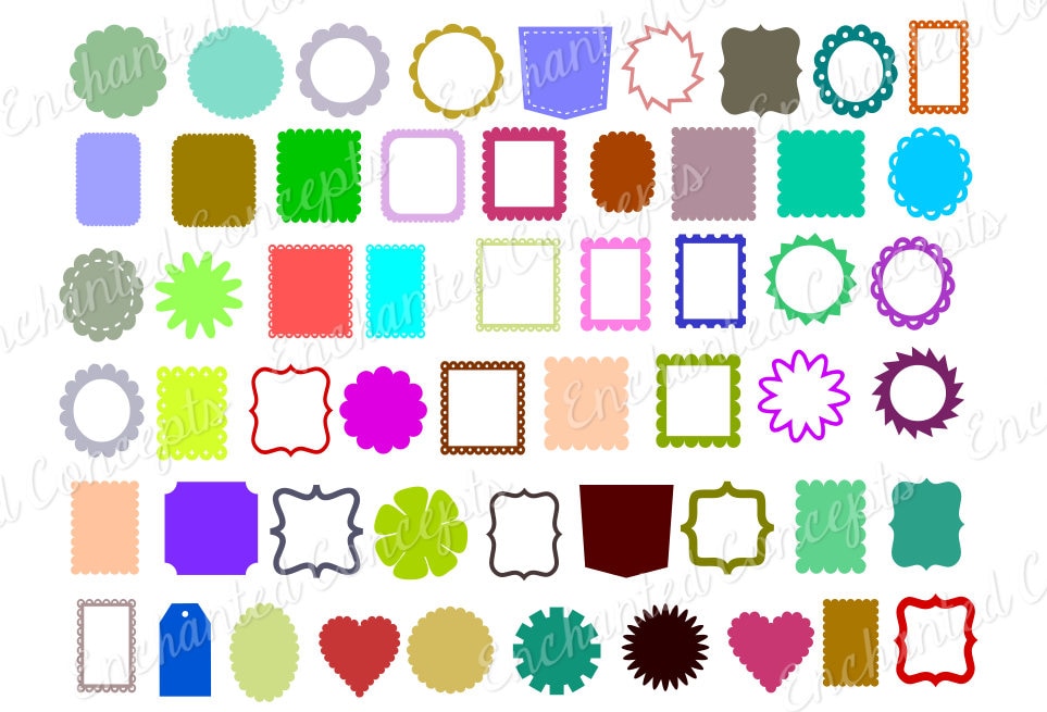 Basic Shape bundle SVG Fancy Shapes cutting file Scalloped | Etsy