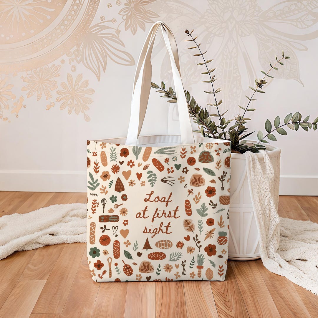 Sourdough Tote Bag, Loaf at First Sight, Bread Bag, Cute Carryall Bag ...