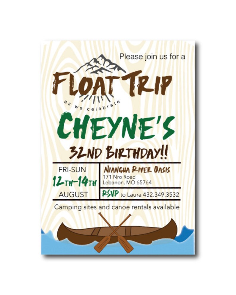 Float Trip Invitation Camping Party Birthday Invitation - Etsy