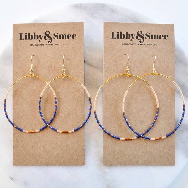 Navy Hoop Earrings - Etsy