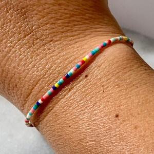 Rainbow String Bracelet, Multicolored Seed Bead Bracelet, Adjustable ...