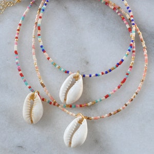Cowrie Shell Choker Necklace, Seashell Choker, Cowrie Choker, Beaded ...