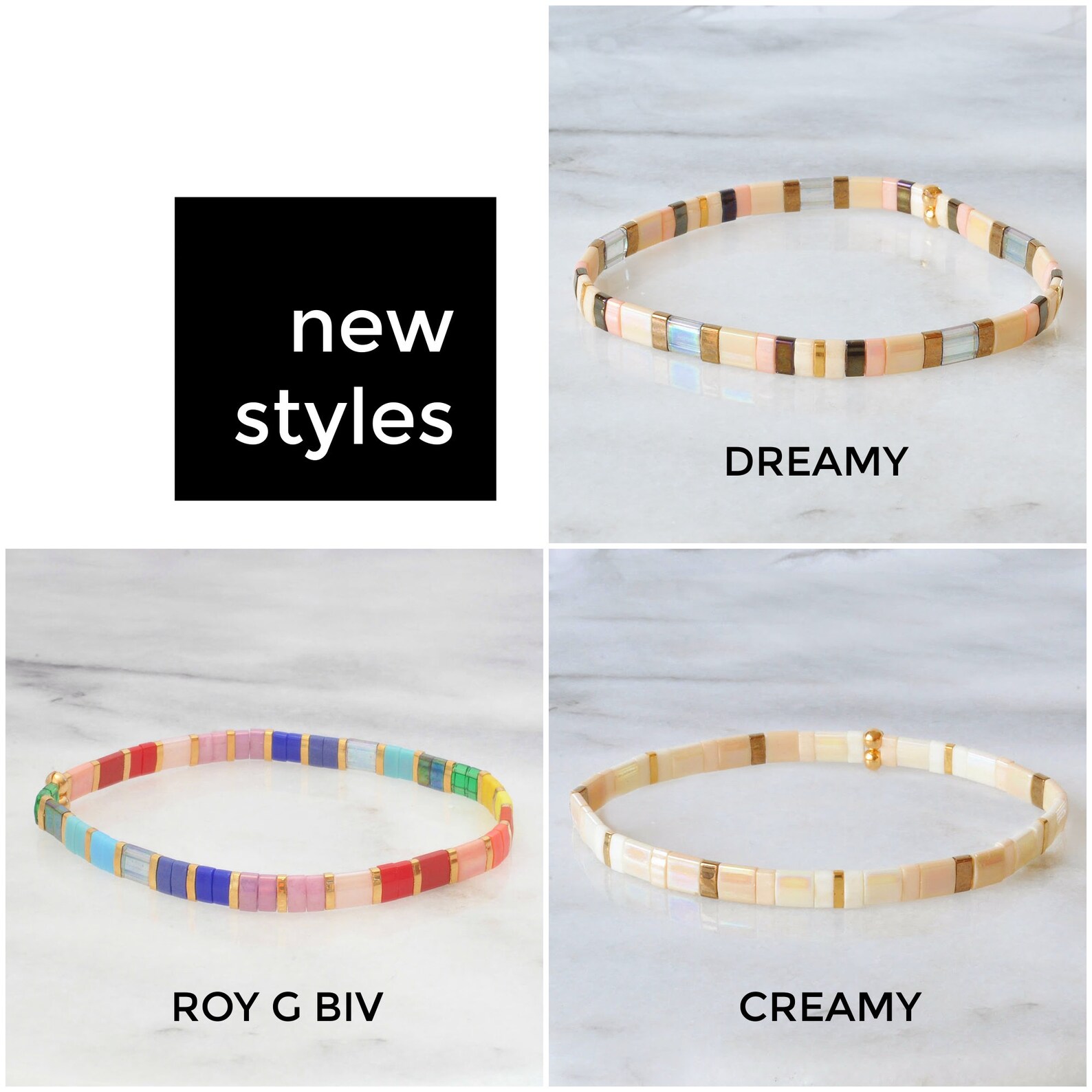 Stretch Tile Bracelets Layering Bracelet Tila Bracelets - Etsy