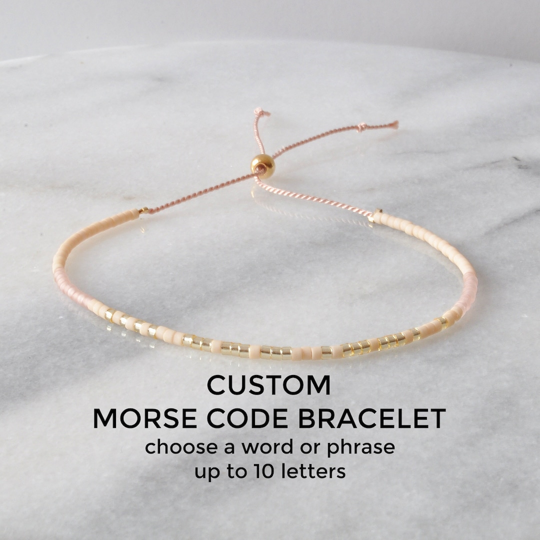 Custom Morse Code Bracelet, Personalized Morse Code Bracelet, Adjustable Custom Bracelet, Beaded ...