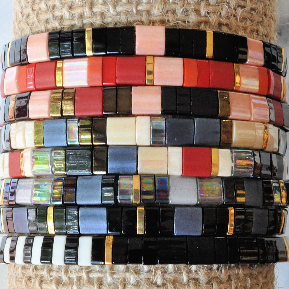 Tile Bracelets Layering Bracelet Tila Bead Bracelets | Etsy