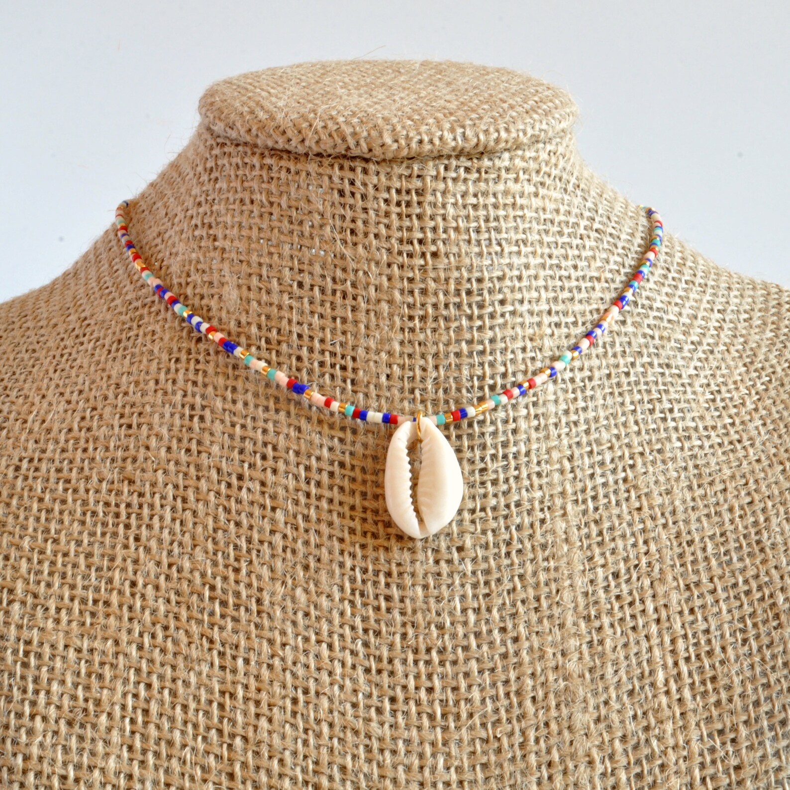 Cowrie Shell Choker Necklace, Seashell Choker, Cowrie Choker, Beaded ...