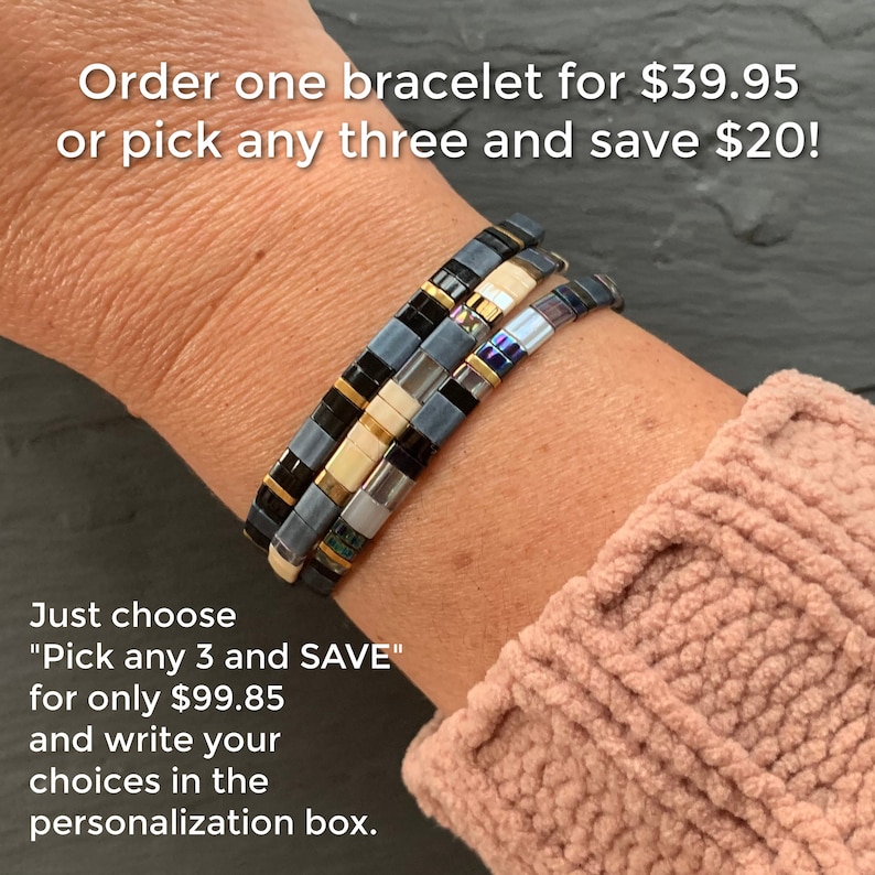 Tile Bracelets Layering Bracelet Tila Bead Bracelets | Etsy
