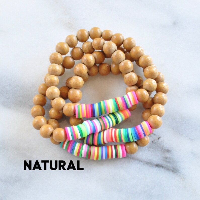 Heishi Beads Bracelet Wood Bead Bracelet Wood Heishi | Etsy