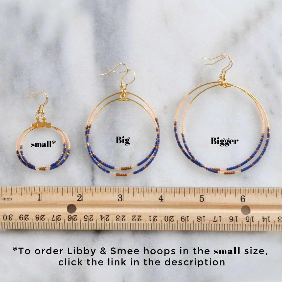 Navy Blue Beaded Hoop Earrings Big Hoops Boho Earrings Seed - Etsy