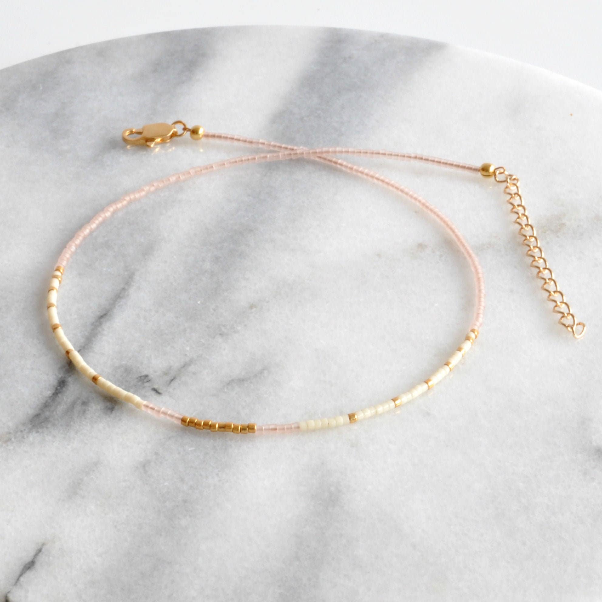 Ivory and Gold Choker Necklace, Cream Bead Choker, Minimalist Choker ...