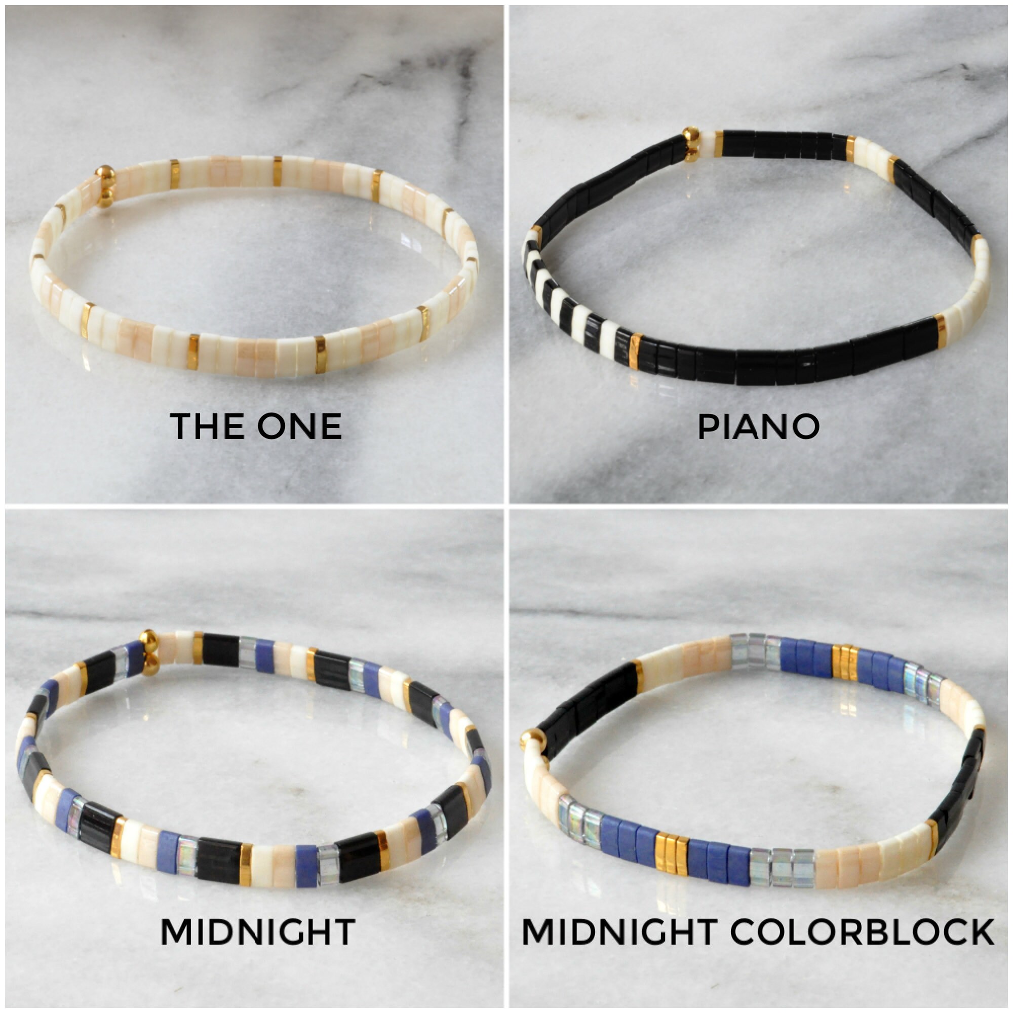 Stretch Tile Bracelets, Layering Bracelet, Tila Bracelets, Stackable ...