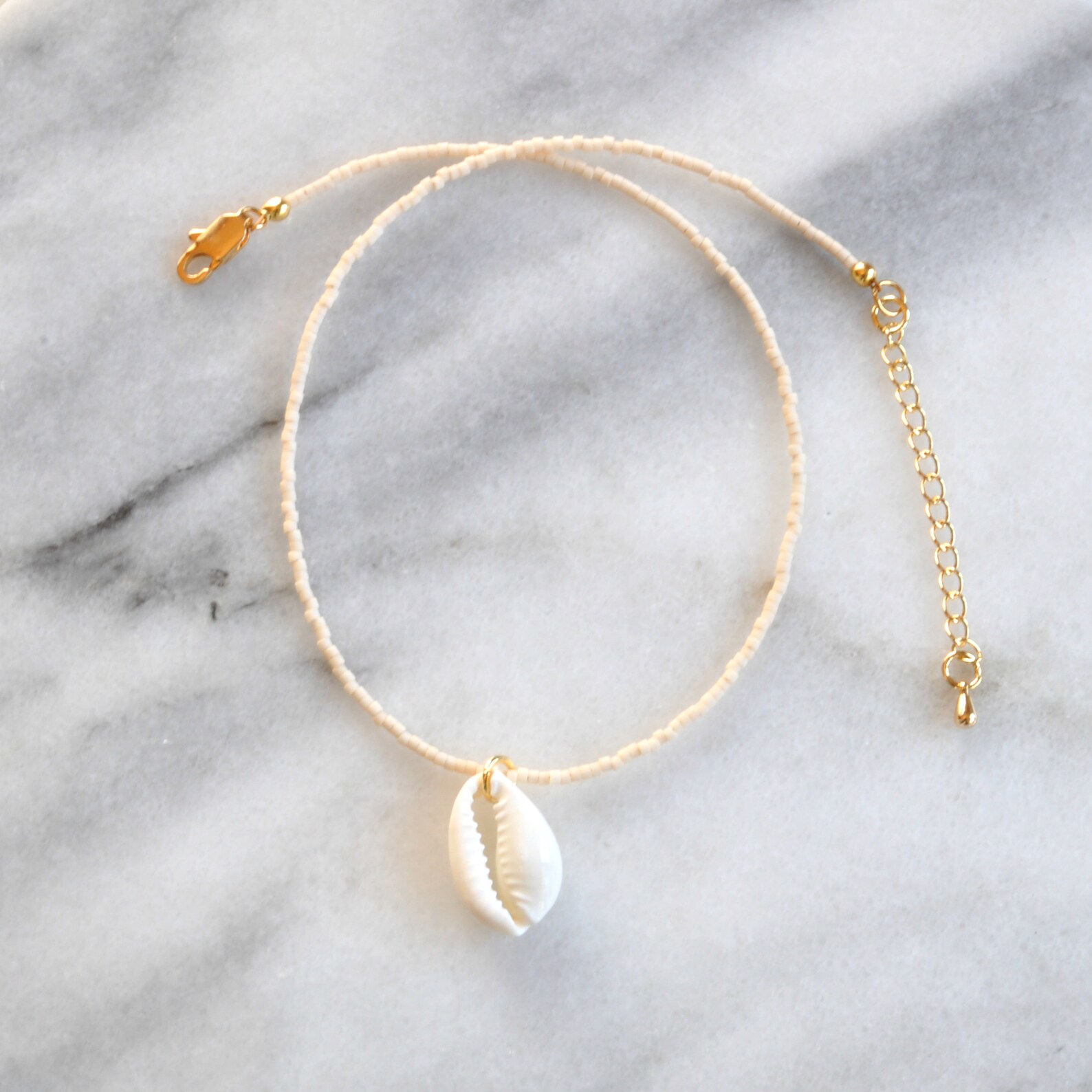 Seashell Choker Necklace, Cowrie Shell Choker, Cowrie Choker, Beaded ...