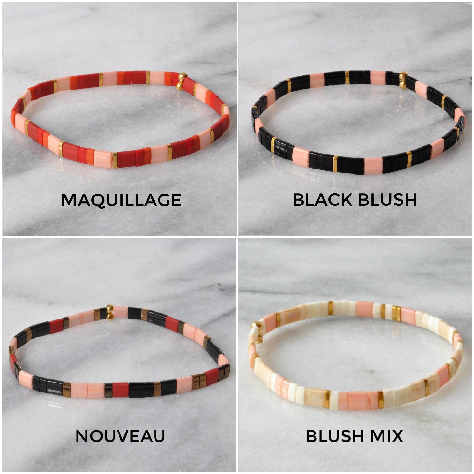 Stretch Tile Bracelets, Layering Bracelet, Tila Bracelets, Stackable ...