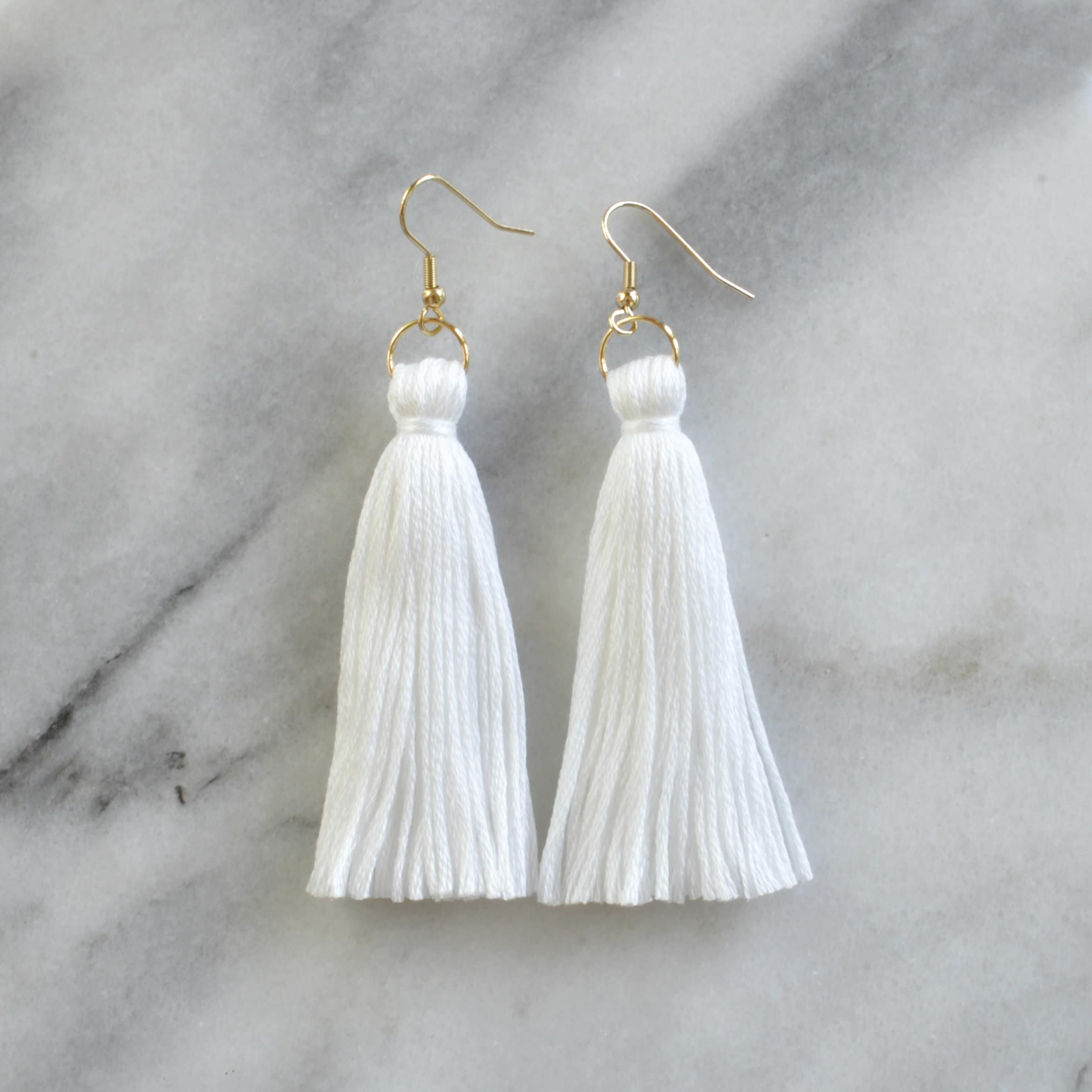 White Earrings White Hoop Earrings Bridal Earrings Wedding | Etsy