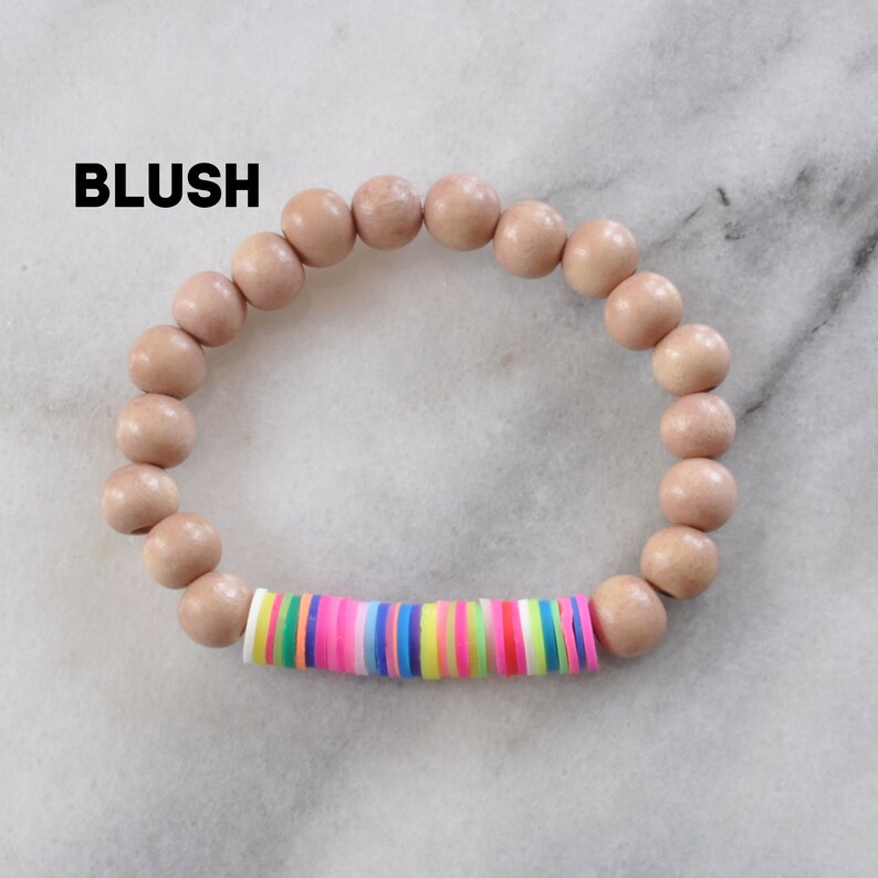 Heishi Beads Bracelet Wood Bead Bracelet Wood Heishi | Etsy