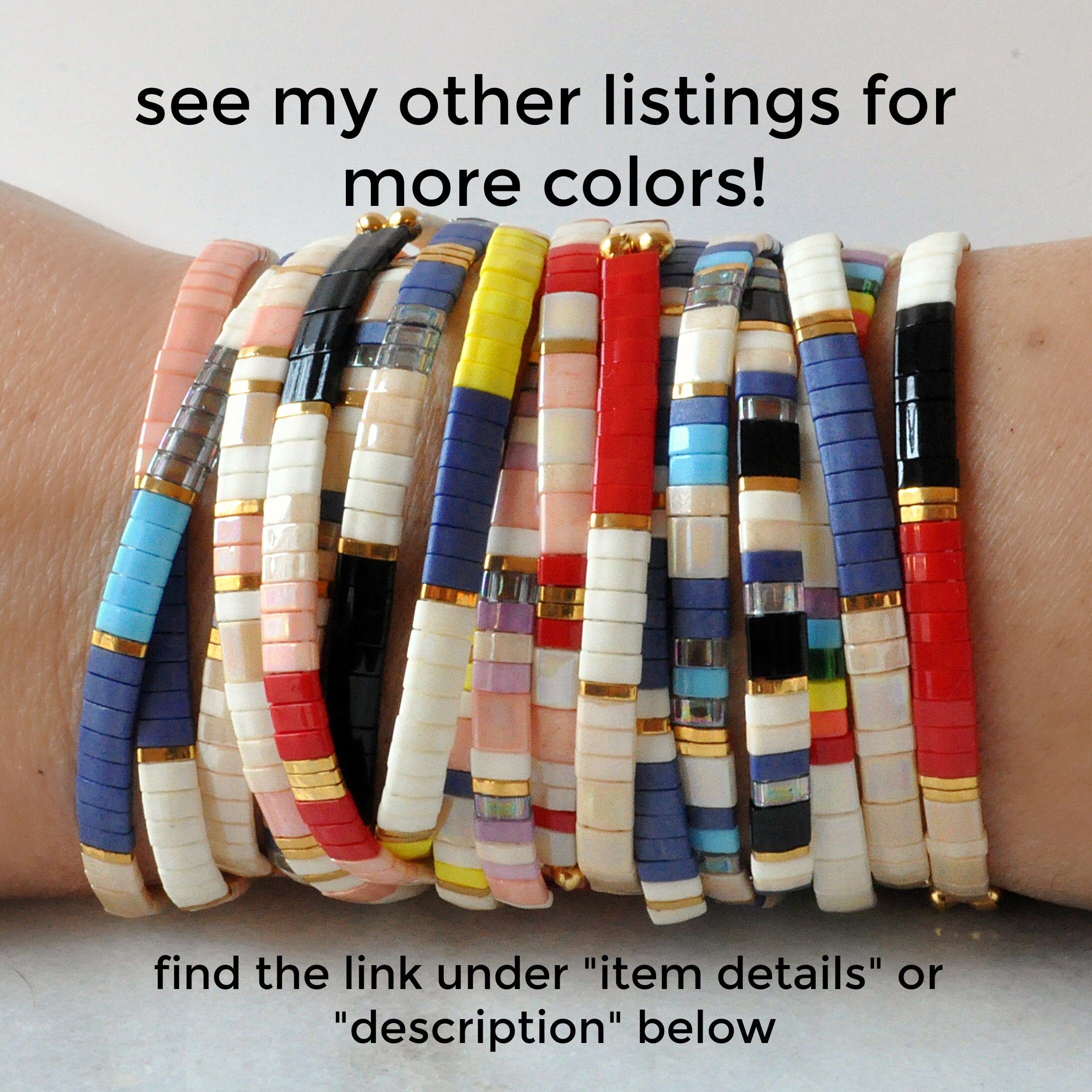 Navy and Black Stretch Tile Bracelet, Glass Tile Bangle, Tila Bracelet ...