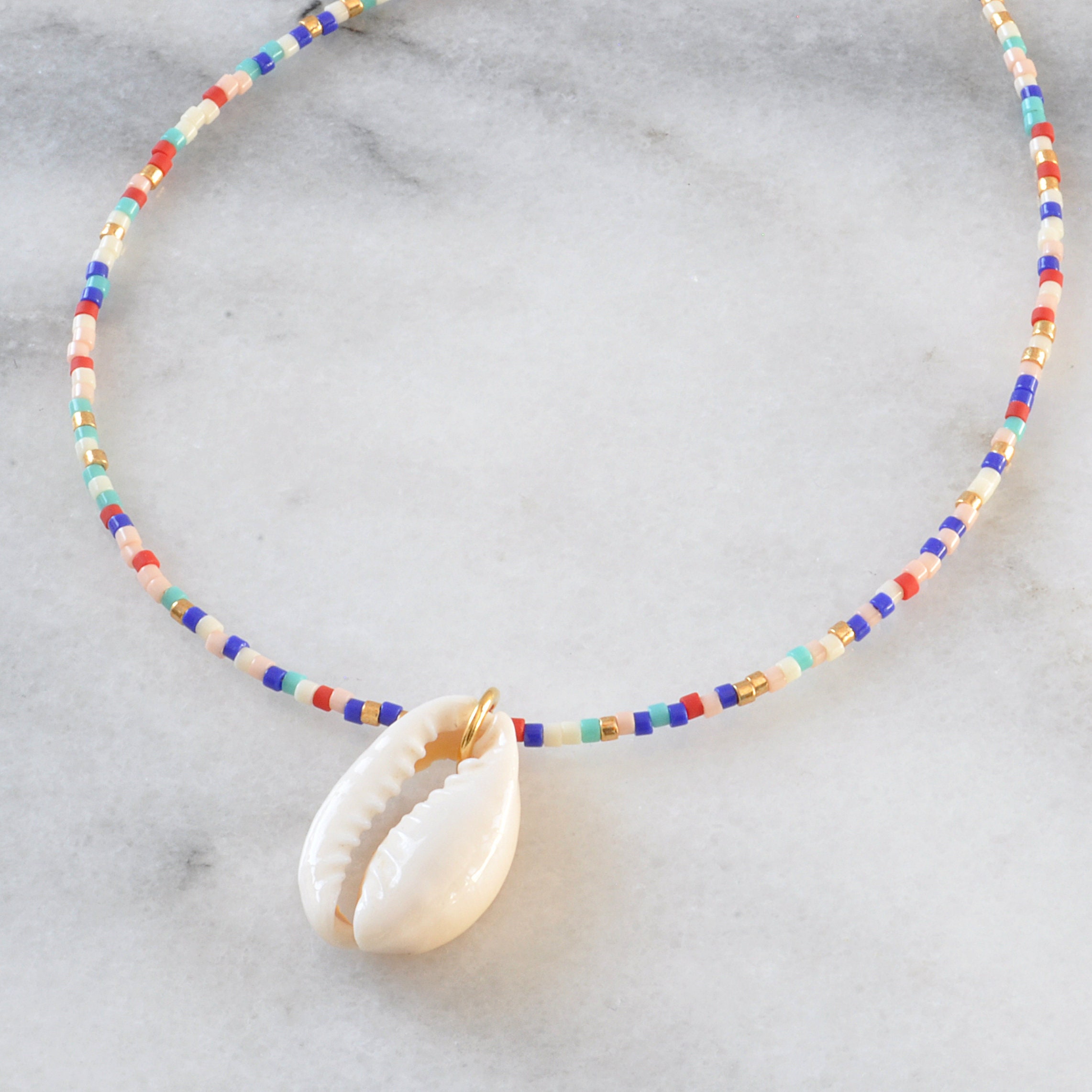 Seashell Choker Necklace, Cowrie Shell Choker, Cowrie Choker, Beaded ...