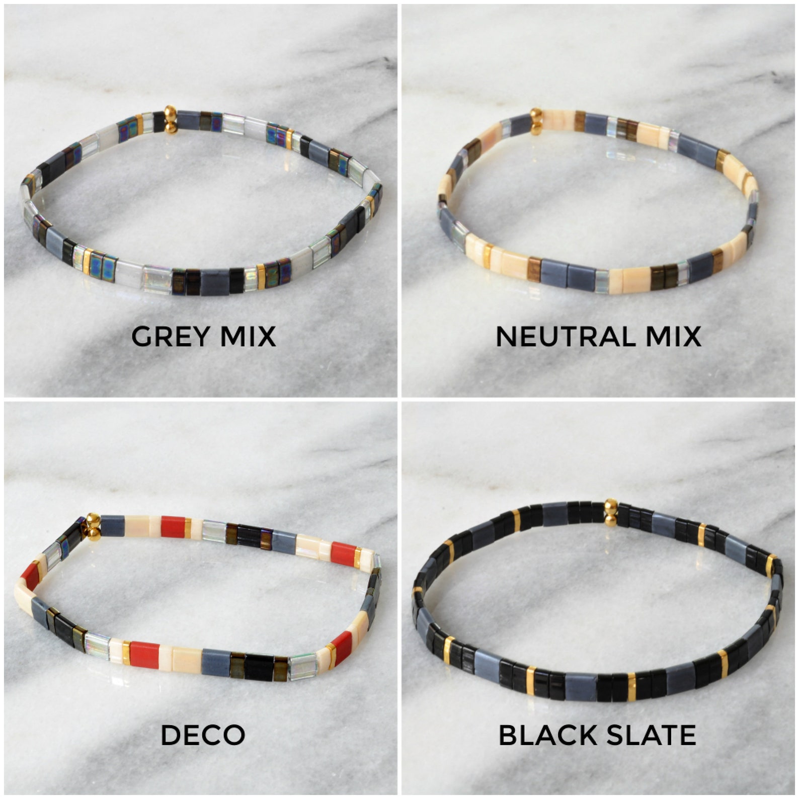 Stretch Tile Bracelets, Layering Bracelet, Tila Bracelets, Stackable ...