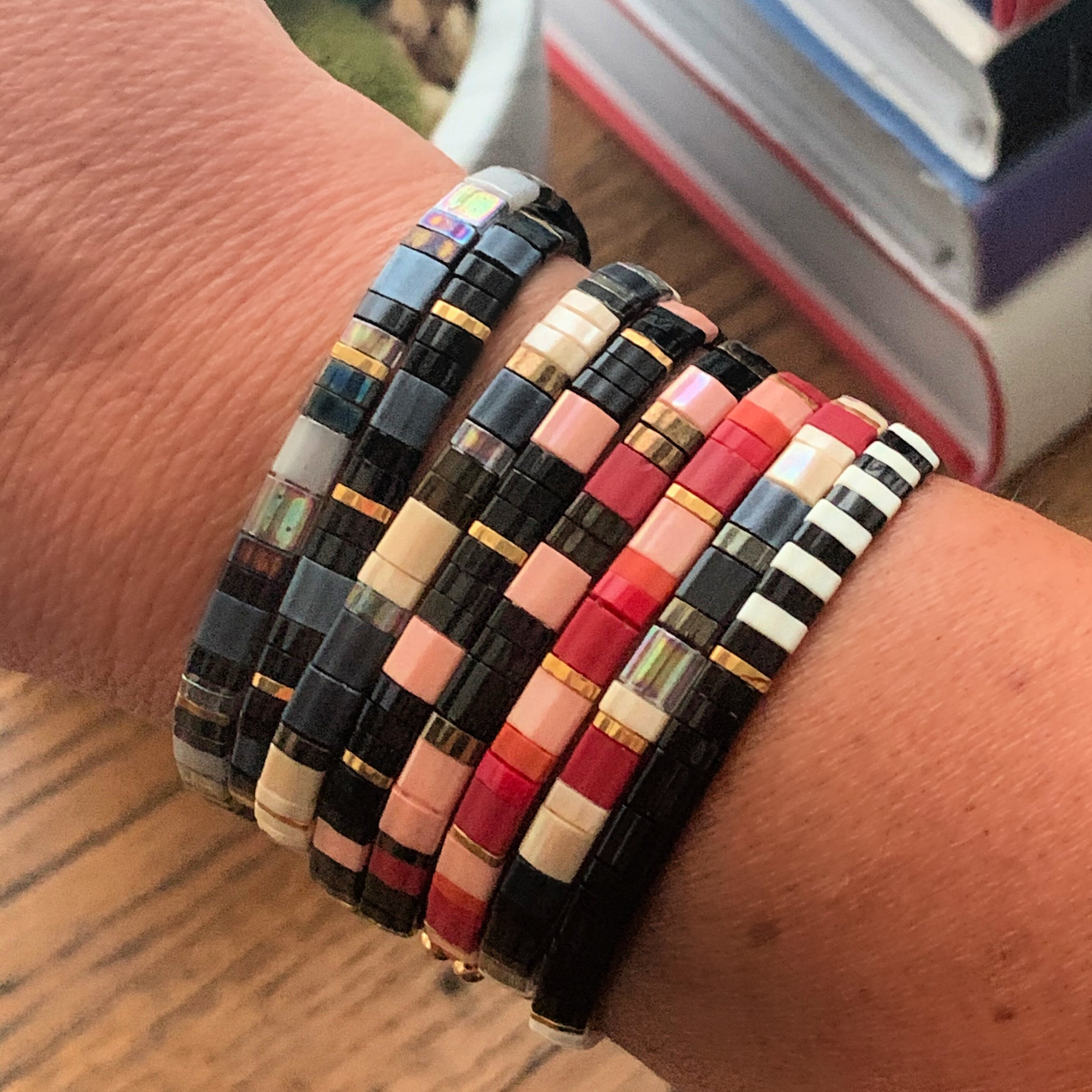 Stretch Tile Bracelets Layering Bracelet Tila Bracelets | Etsy
