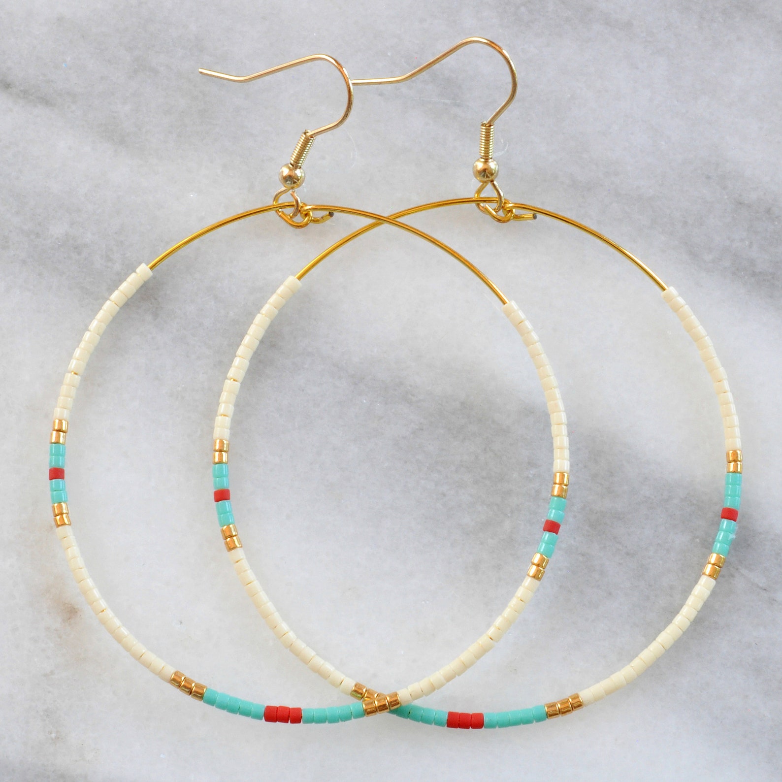 Beaded Hoop Earrings, Big Earrings, Beaded Hoops, Seed Bead Earrings ...