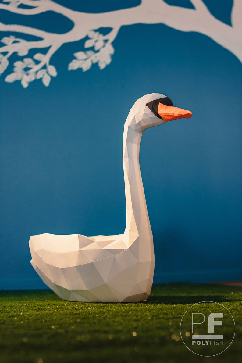Swan Paper swan Origami swan 3D swan White swan | Etsy
