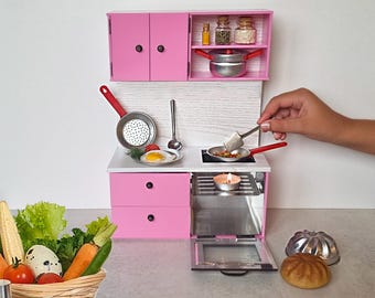 1 6 Scale Dollhouse Miniature Real Cooking Stove Oven Real Mini Cooking Dolls House Working Kitchen Set Etsy