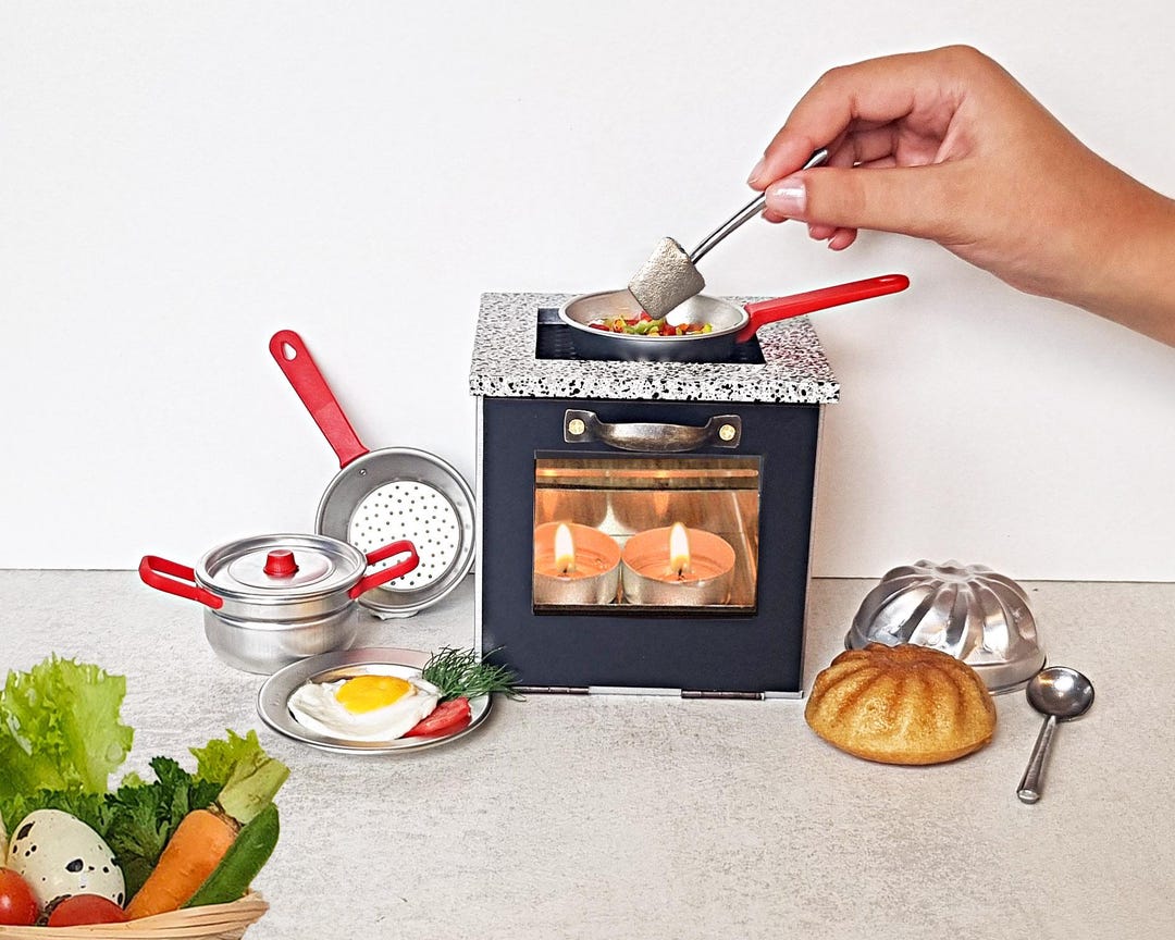 Miniature Cooking Set: Working Mini Stove, Pot, and Pan - Etsy