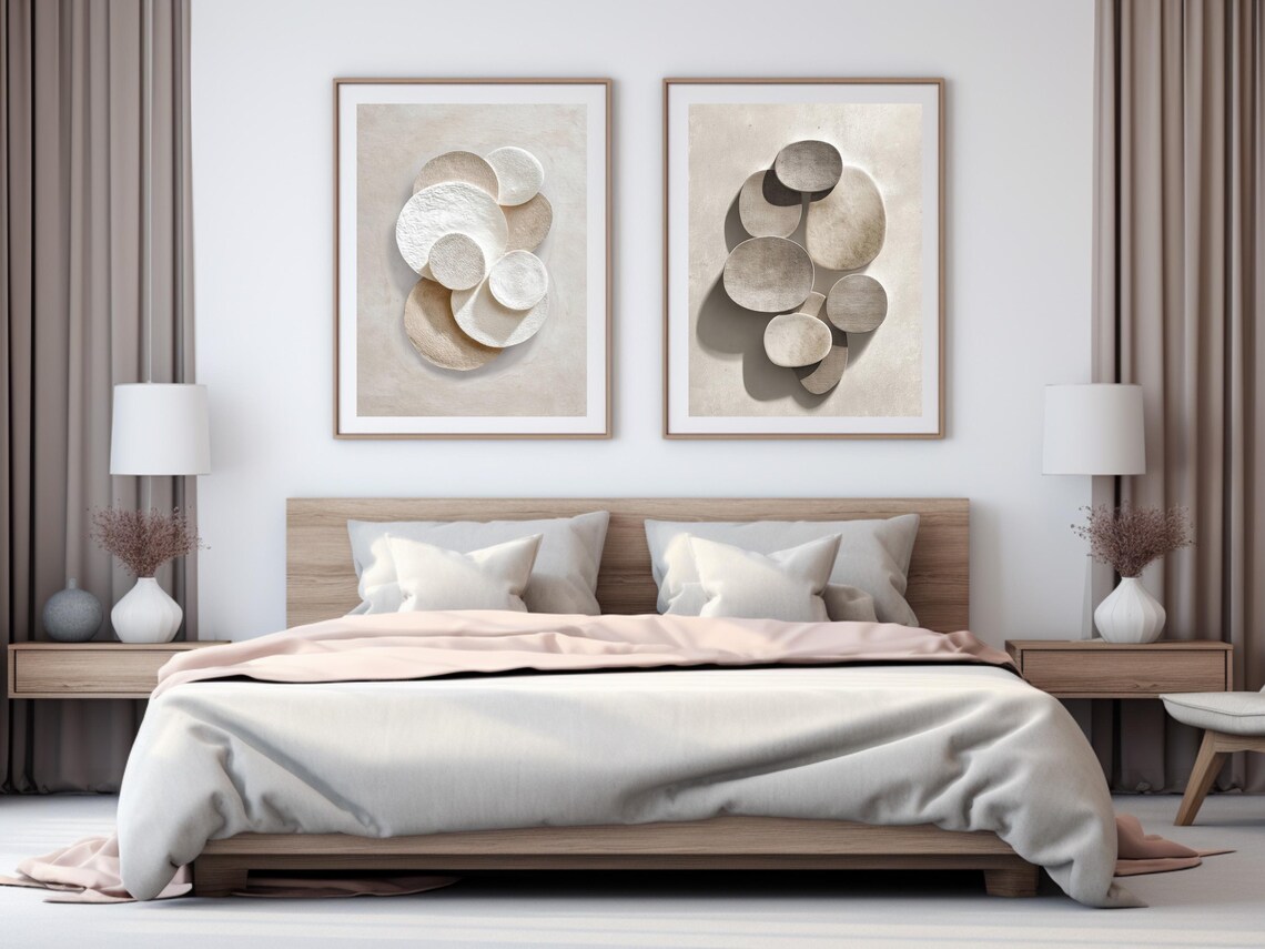 Organic Neutral Abstract Wall Art Set • Minimal Modern Textured ...