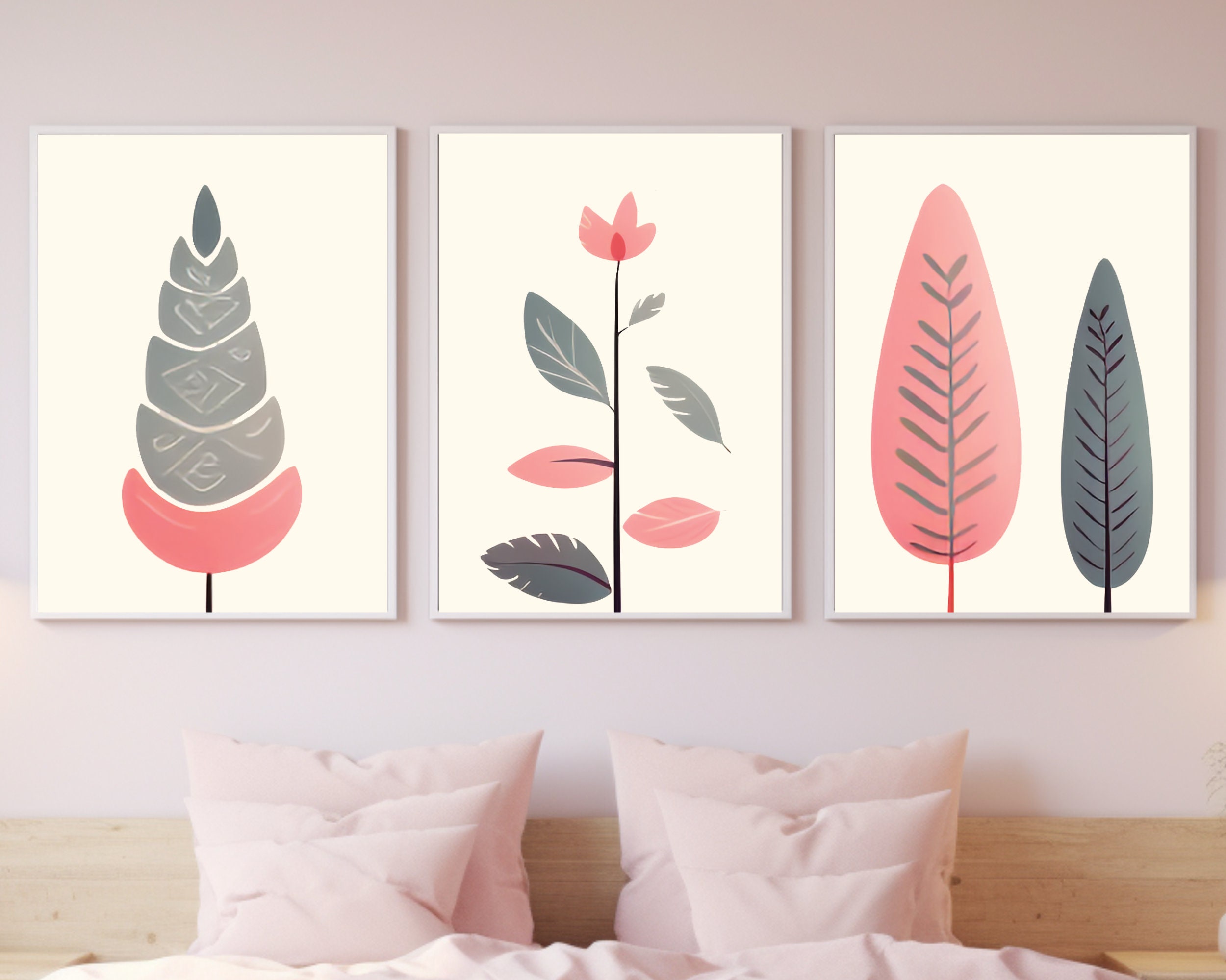 Boho Printable Art - Flower, Feather & Tree - Boho Poster Set for ...